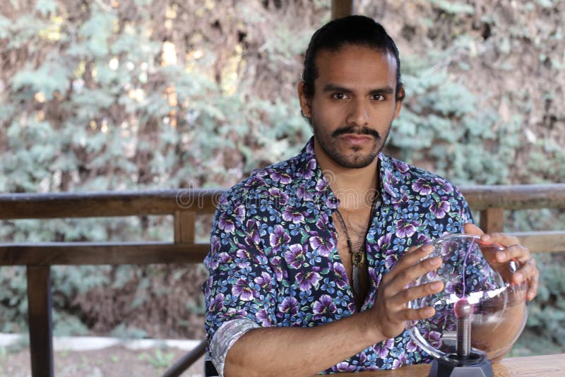 Handsome Fortune Teller with Crystal Ball Stock Image - Image of ...