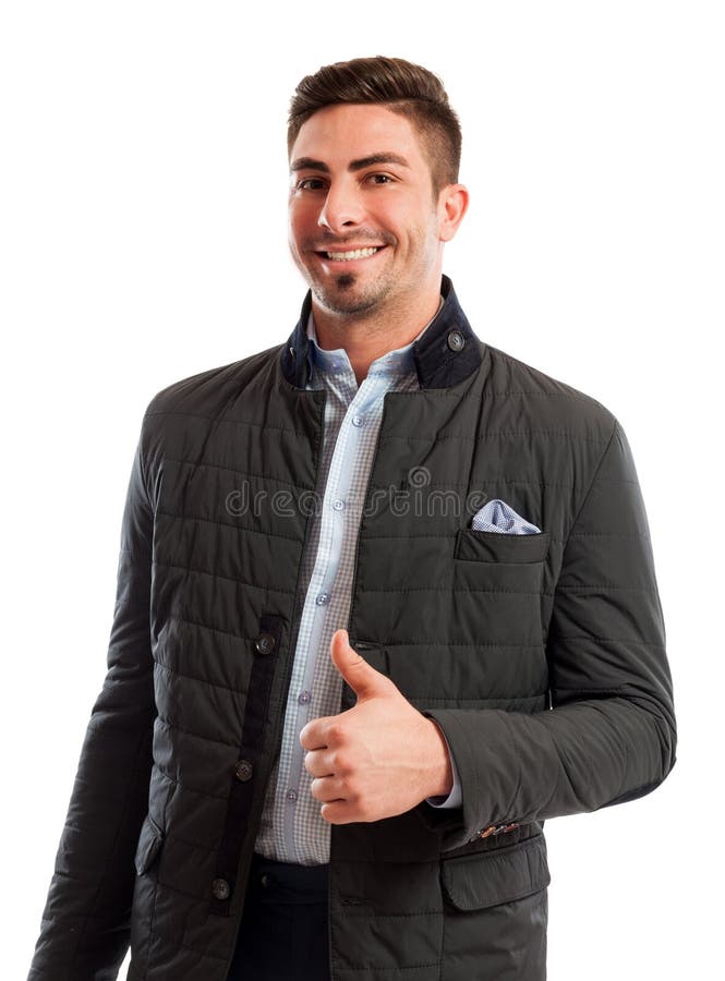 Handsome and Funky Sales Man Showing Thumbs Up Stock Image - Image of ...