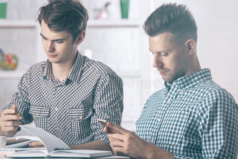 Handsome Gentlemen Using Cellphone Stock Photo - Image of creative ...