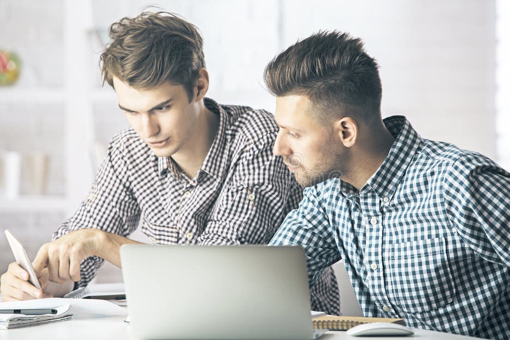 Handsome Gentlemen Using Smartphone Stock Image - Image of accounting ...