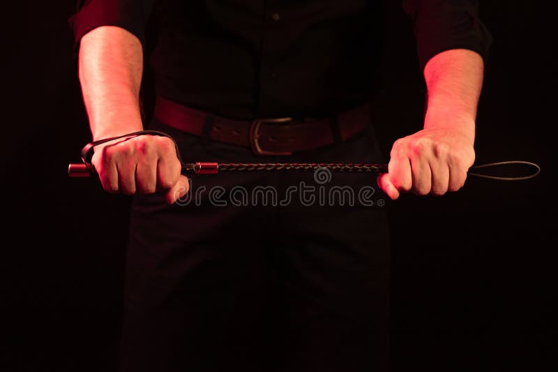 Handsome Guy with a BDSM Whip in His Hands Stock Image - Image of whip ...