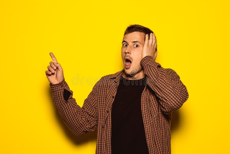 Handsome Guy with Facial Expression of Shock Stock Photo - Image of ...