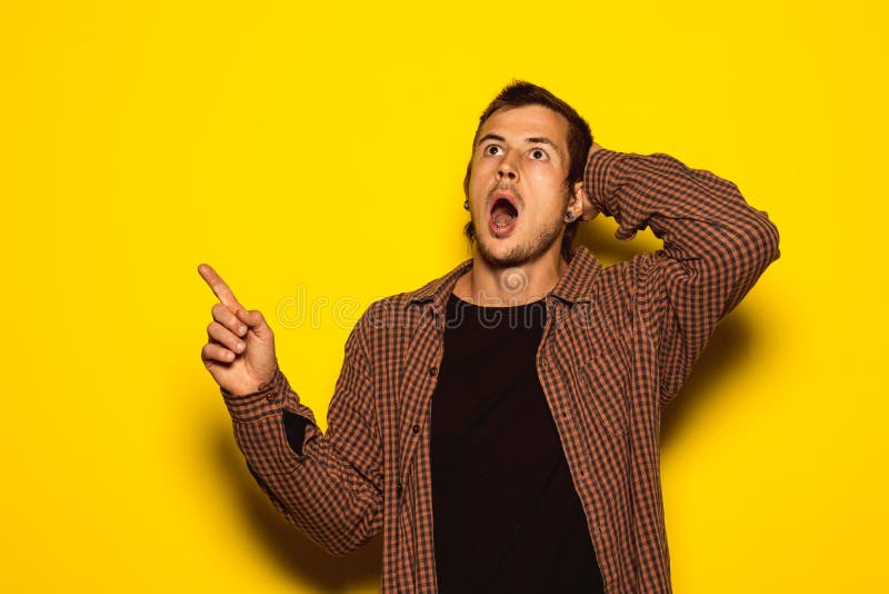 Handsome Guy with Facial Expression of Shock Stock Photo - Image of ...