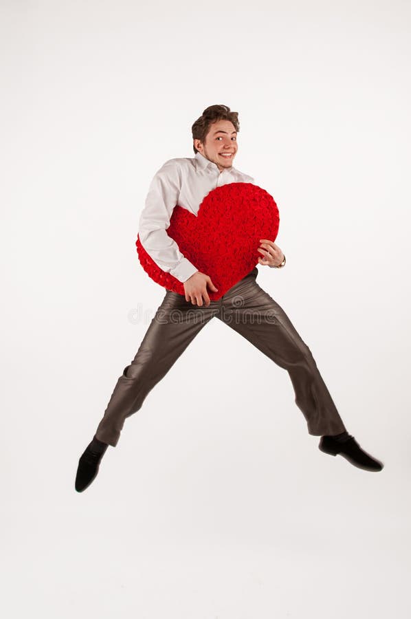 Handsome Guy Holding Heart Symbol Stock Photo - Image of cheerful ...