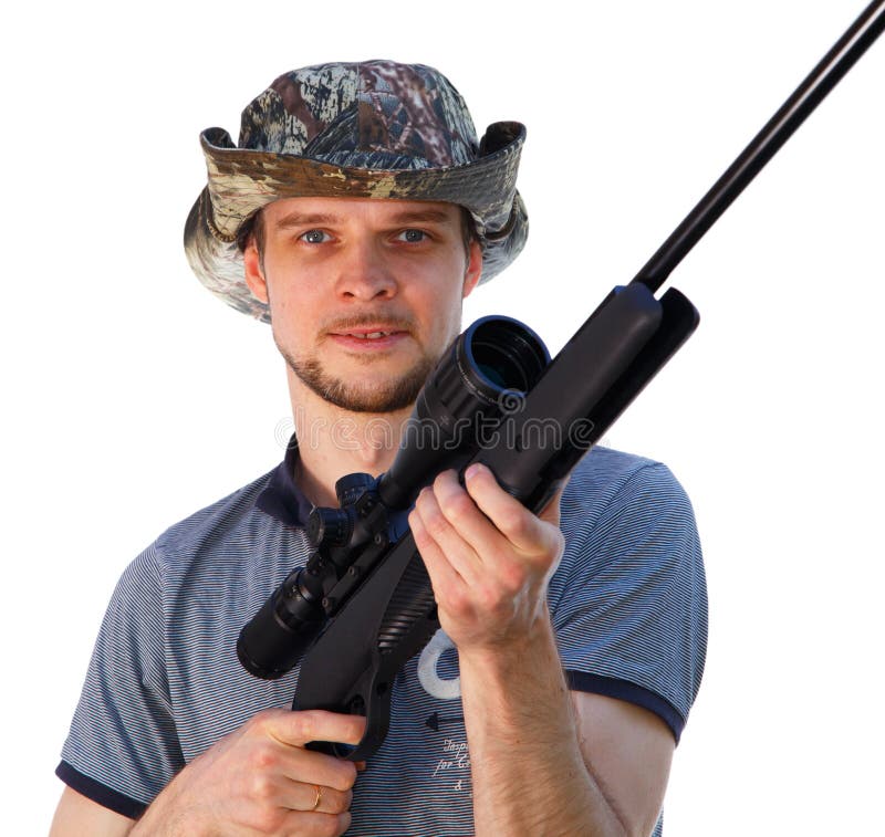 Handsome Guy with Hunting Telescopic Rifle Stock Photo - Image of ...