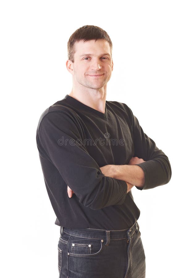 Handsome Guy Isolated on White Stock Photo - Image of hair, clothes ...