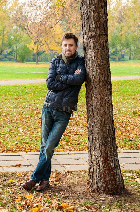 Guy Portrait Against Autumn Tree Park Stock Photos - Free & Royalty ...