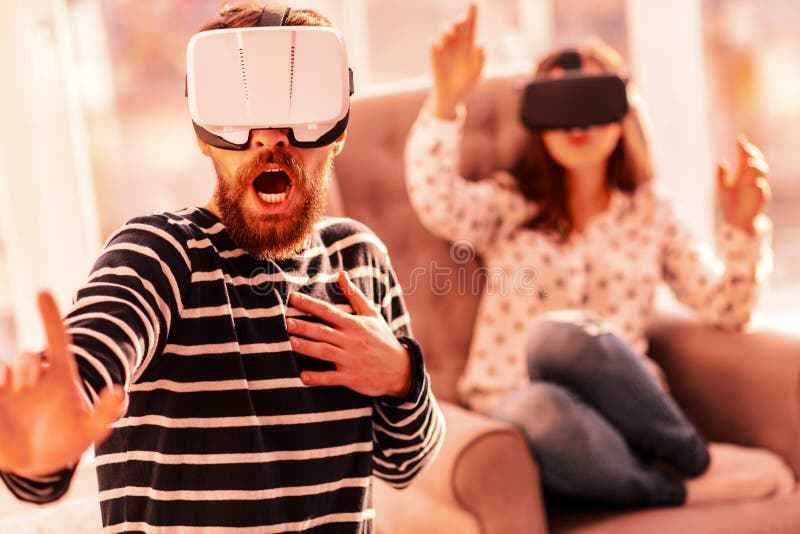 Handsome Guy Playing a New Virtual Game Stock Photo - Image of progress ...