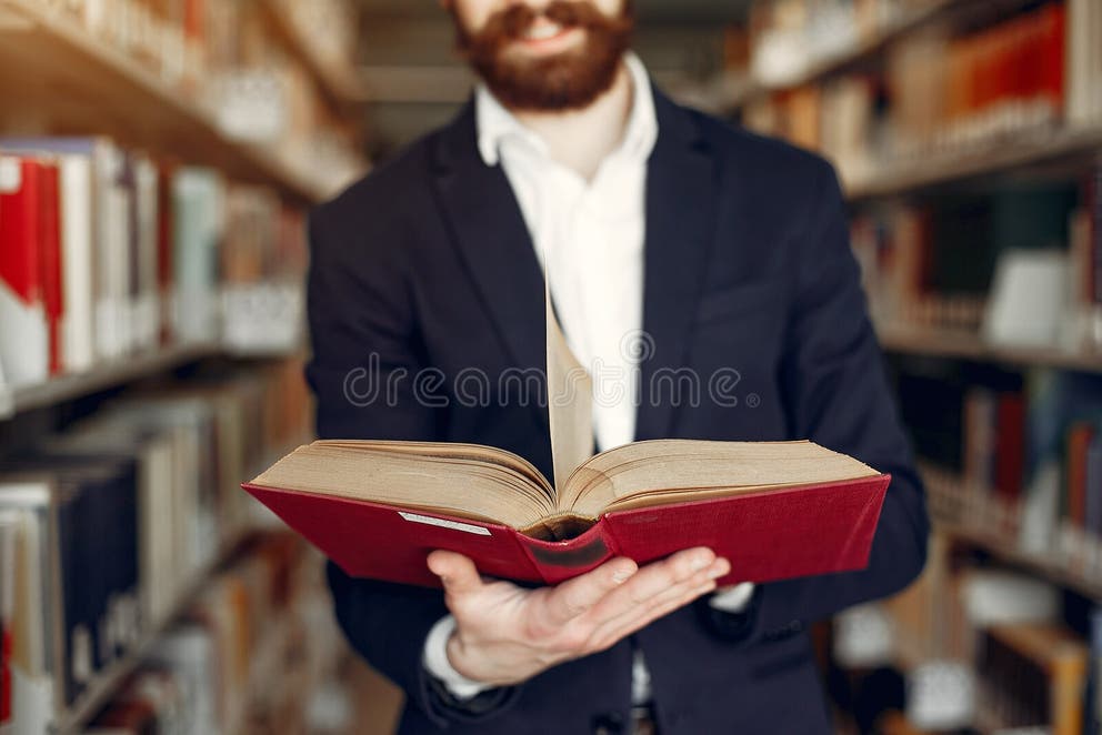 Handsome Guy Study at the Library Stock Photo - Image of education ...