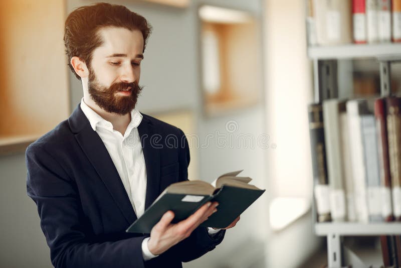 Handsome Guy Study at the Library Stock Photo - Image of people ...