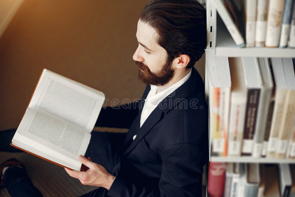 Handsome Guy Study at the Library Stock Photo - Image of lifestyle ...