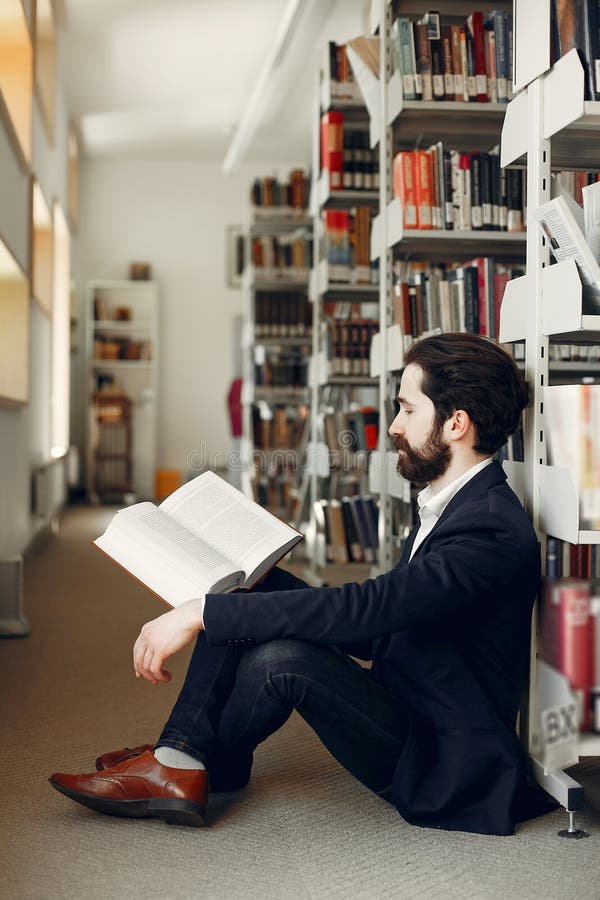 Handsome Guy Study at the Library Stock Photo - Image of handsome ...