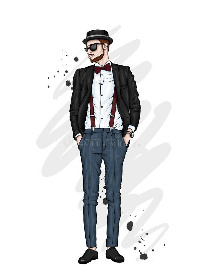 Handsome Guy in Stylish Clothes. Hipster. Vector Illustration Stock ...