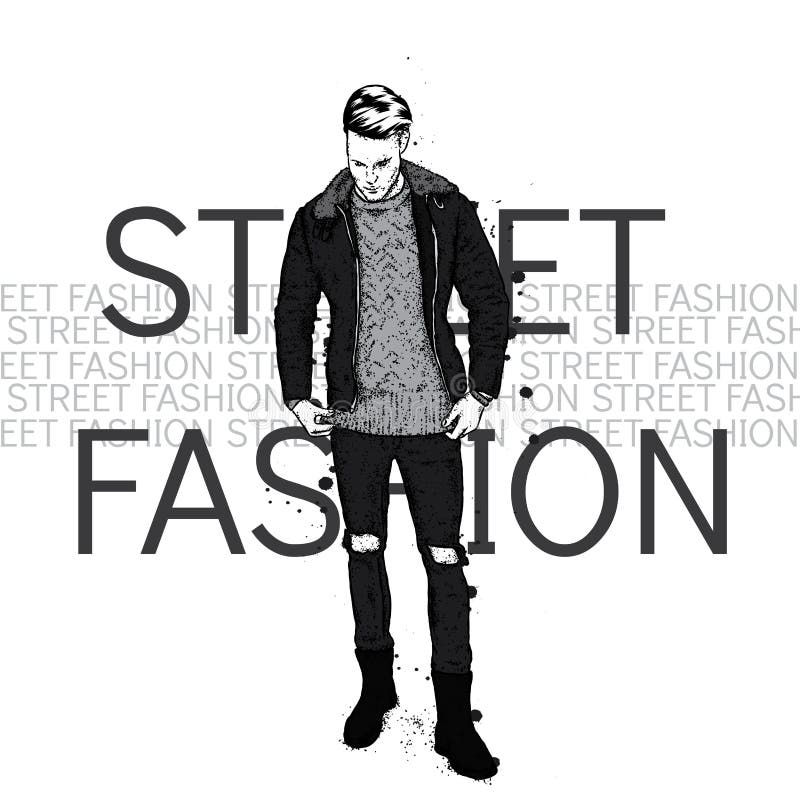 Handsome Guy in Stylish Clothes. Hipster. Vector Illustration Stock ...