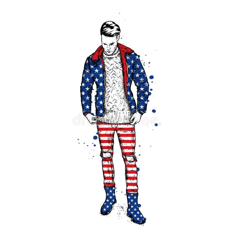 Handsome Guy in Stylish Clothes. Hipster. Vector Illustration Stock ...