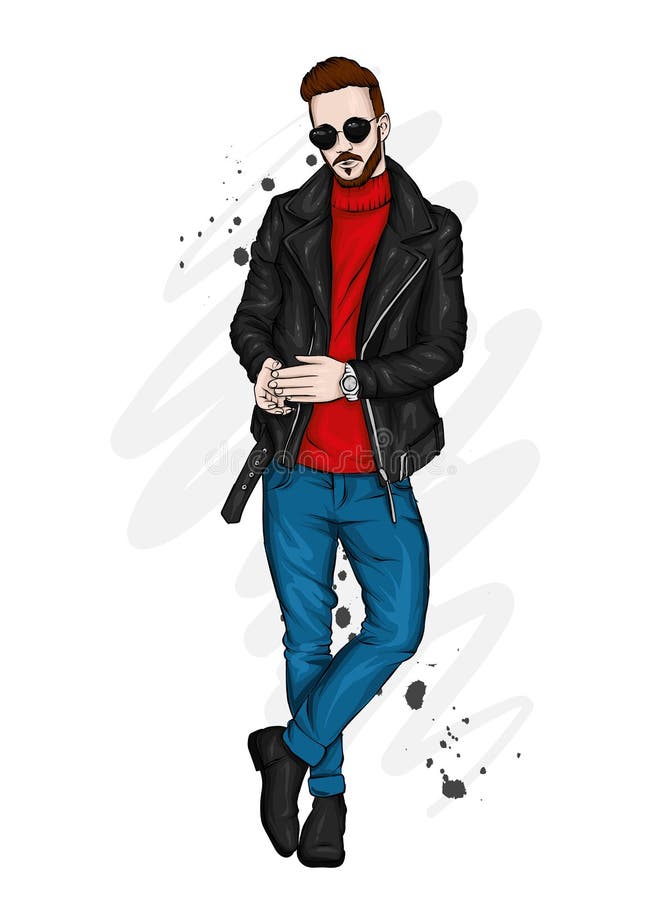 Handsome Guy in Stylish Clothes. Hipster. Vector Illustration Stock ...