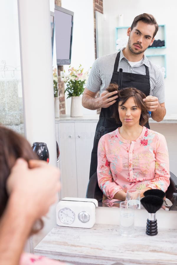 Handsome Hair Stylist with Client Stock Photo - Image of beauty, adult ...