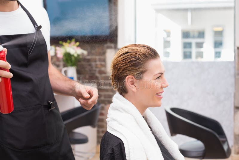 Handsome Hair Stylist with Client Stock Photo - Image of hairdresser ...