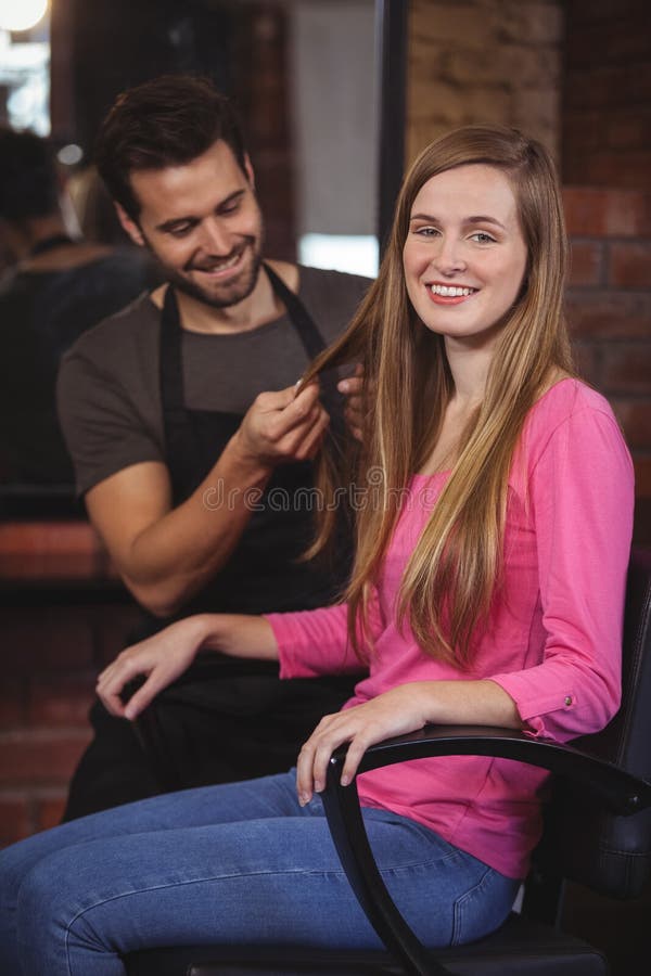 Handsome Hair Stylist with Client Stock Photo - Image of appointment ...