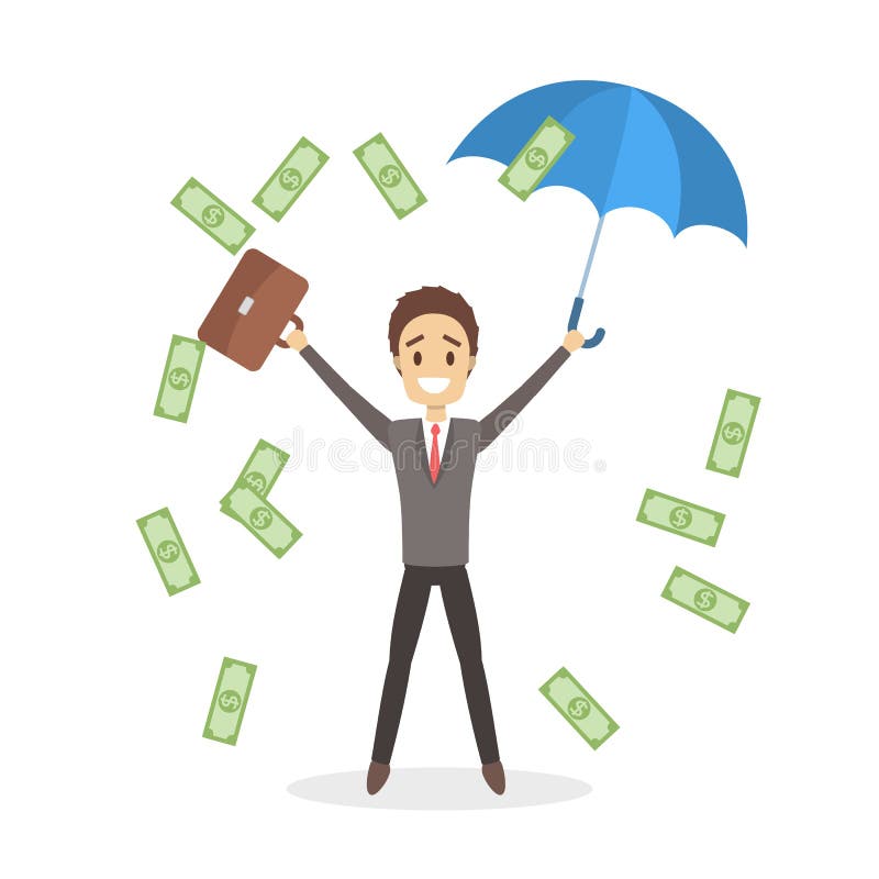 Handsome Happy Businessman Jumping Surrounded by Money Stock Vector ... Handsome Happy Businessman Jumping Surrounded by Money Stock Vector ...