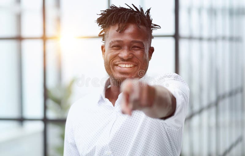 Handsome Happy Young Man Pointing at Camera Stock Photo - Image of ...