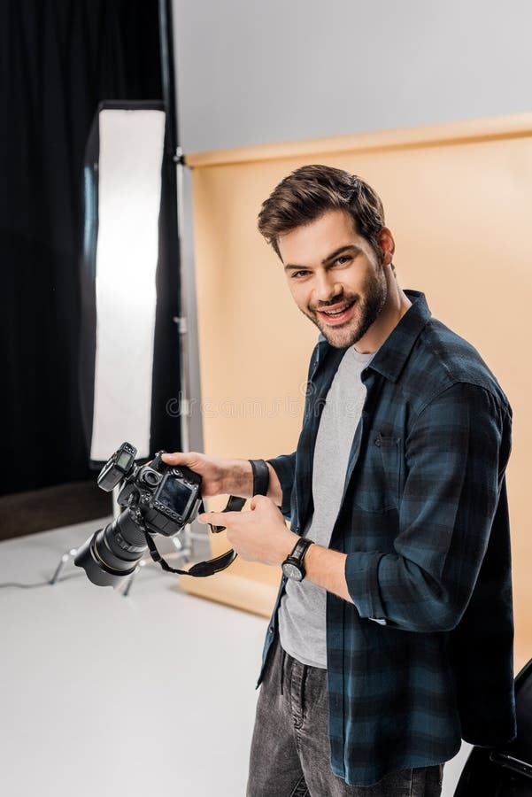 Photographer Pointing Camera Stock Image - Image of room, pointing ...