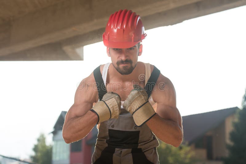 Handsome Hard Worker People Portrait at Construction Site Stock Photo ...