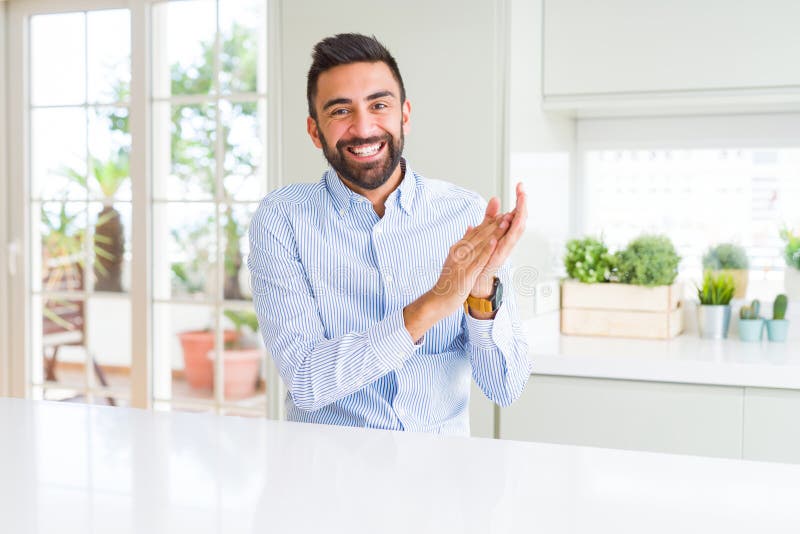 Handsome Hispanic Business Man Clapping and Applauding Happy and Joyful ... Handsome Hispanic Business Man Clapping and Applauding Happy and Joyful ...