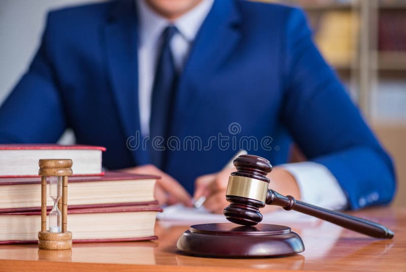 Handsome Judge with Gavel Sitting in Courtroom Stock Image - Image of ...
