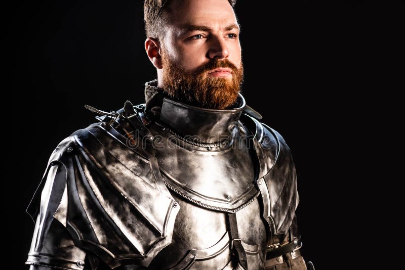 Handsome Knight in Armor Looking Away Stock Photo - Image of steel ...