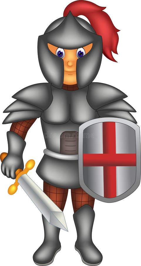 Handsome Knight Cartoon Standing Bring Sword with Laughing Stock ...