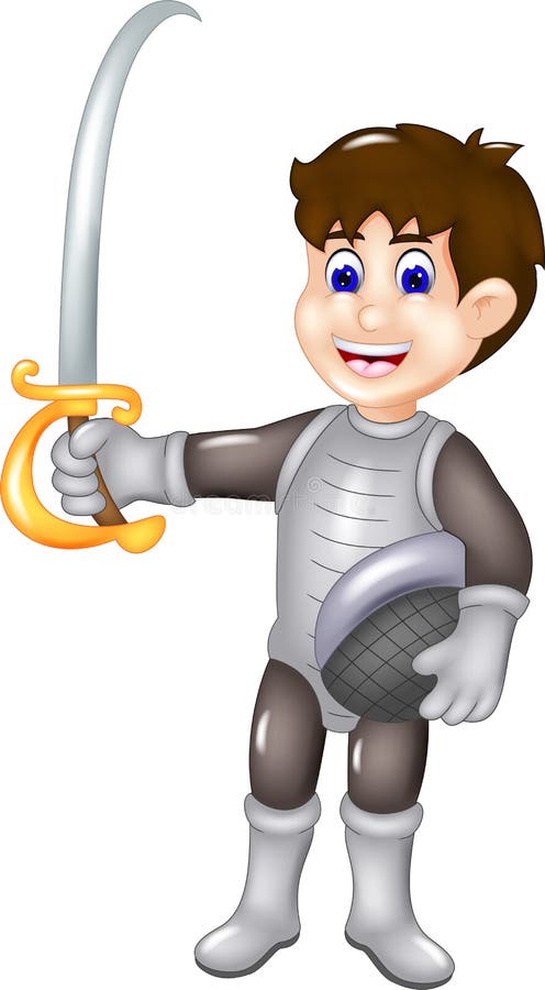 Handsome Knight Cartoon Standing Bring Sword with Laughing Stock ...