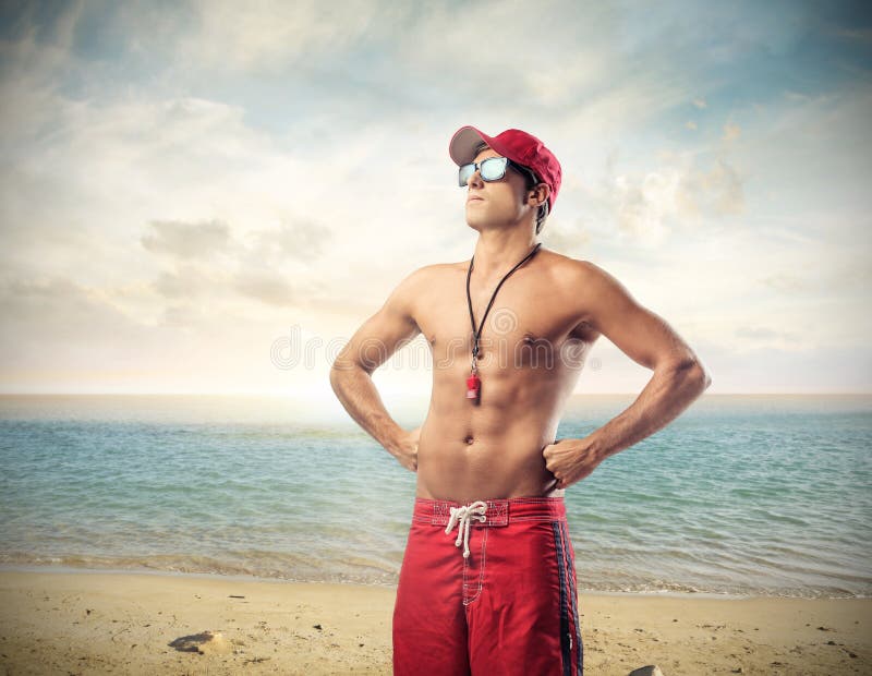 Handsome lifeguard stock image. Image of suit, body, summer - 46746521