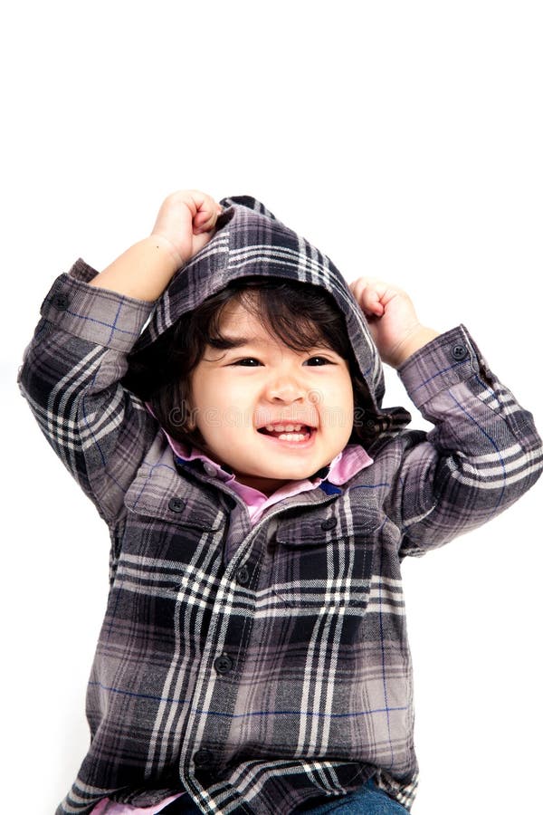 Handsome Little Boy Isolated on White. Stock Image - Image of blue ...