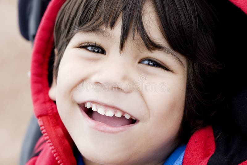 Handsome Little Boy Smiling, Closeup Stock Image - Image of close ...