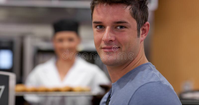 Handsome Male Customer in a Bakery Stock Image - Image of happy, client ...