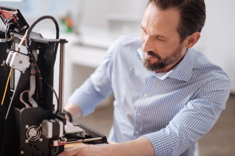 Handsome Male Designer Working with 3d Technology Stock Photo - Image ...