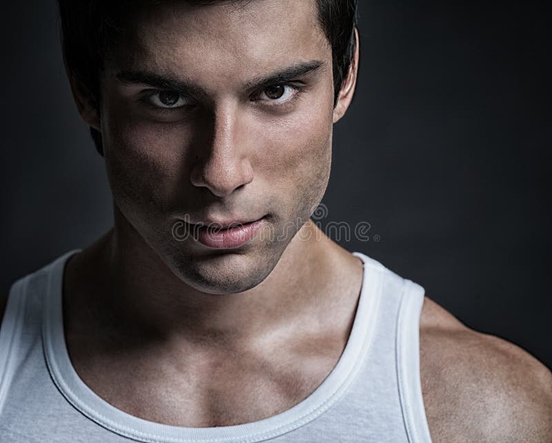 Handsome Male Model Portrait Stock Photo - Image of horizontal, looking ...
