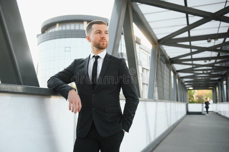 Handsome Male Model Posing Wearing a Back Suit. Stock Image - Image of ...