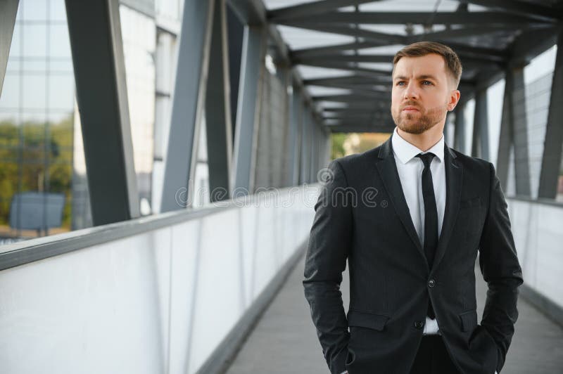 Handsome Male Model Posing Wearing a Back Suit. Stock Photo - Image of ...