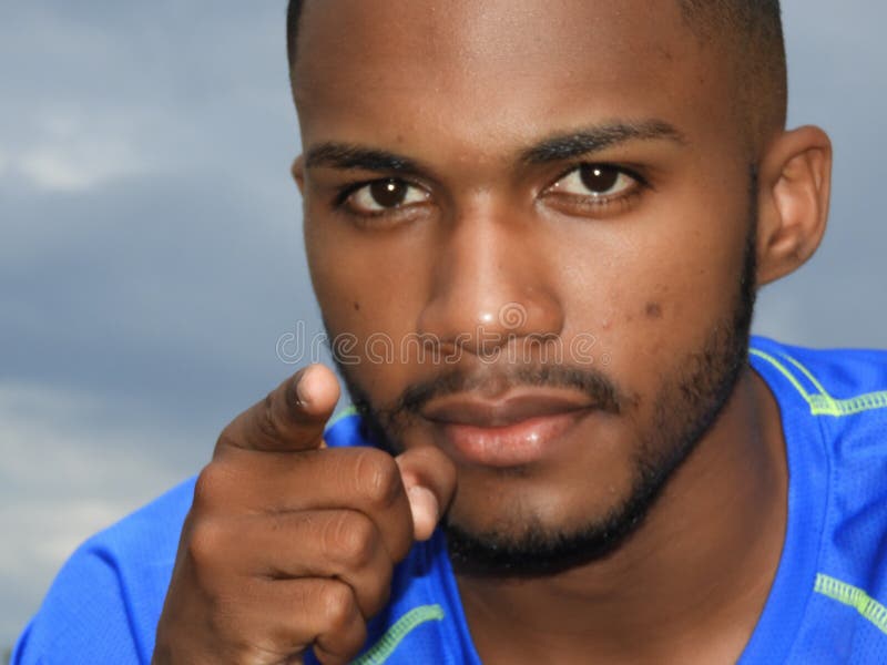 Handsome Male Pointing stock image. Image of male, black - 104950597