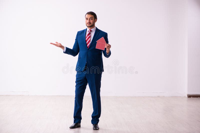 Handsome Male Realtor Working Indoors Stock Image - Image of offer ...