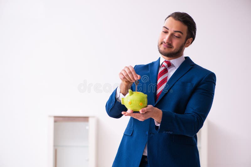 Handsome Male Realtor Working Indoors Stock Photo - Image of keys ...