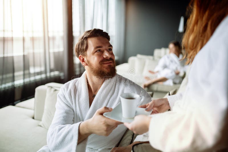 Handsome Male Receiving His Cup Tea Stock Photos - Free & Royalty-Free ...
