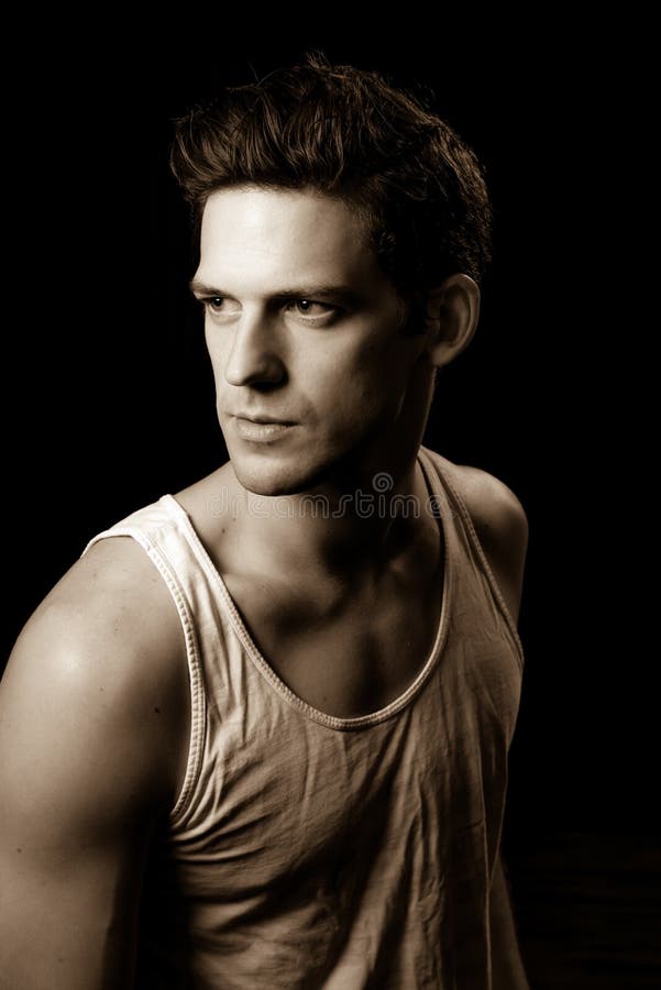 Handsome Male Strong Jawline Stock Photo - Image of tanktop, handsome ...