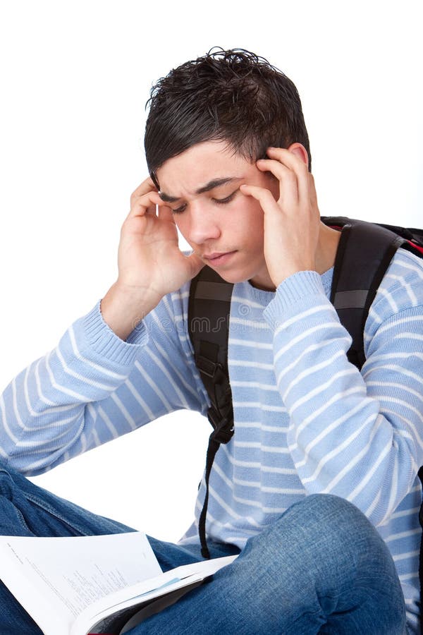 Handsome Male Student Having Headache from Stress Stock Photo - Image ...