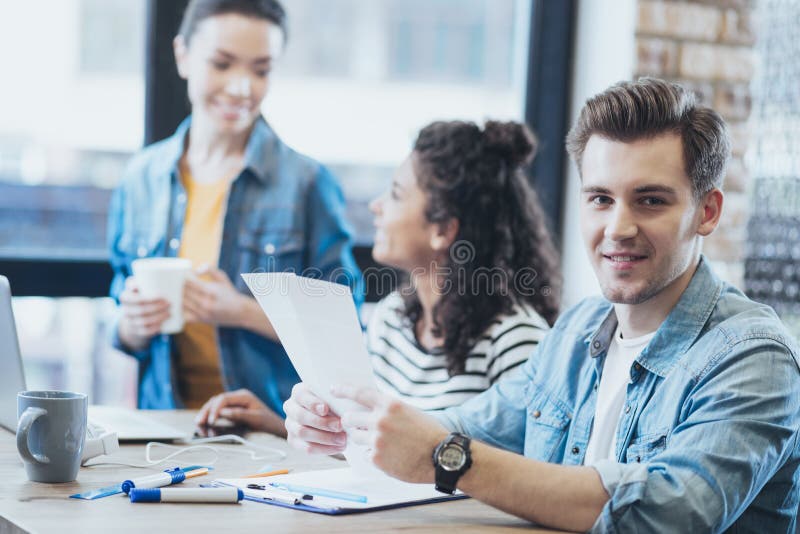 Handsome Male Student Preparing Task Stock Image - Image of graduation ...