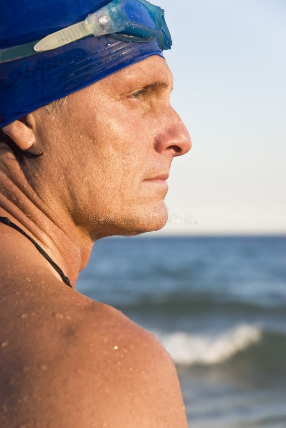 Handsome male swimmer. stock photo. Image of face, swimmer - 10630458