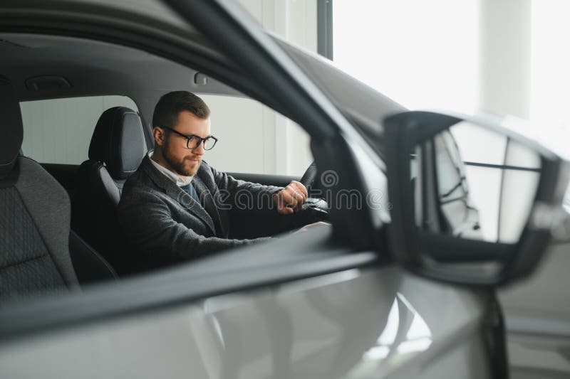 Handsome Male Taxi Driver in Car. Stock Photo - Image of business, face ...