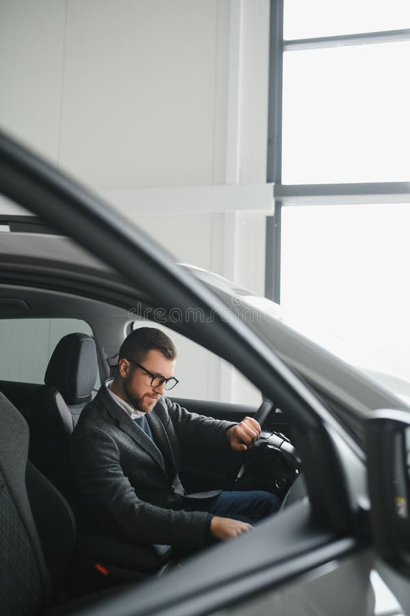 Handsome Male Taxi Driver in Car. Stock Image - Image of face, service ...